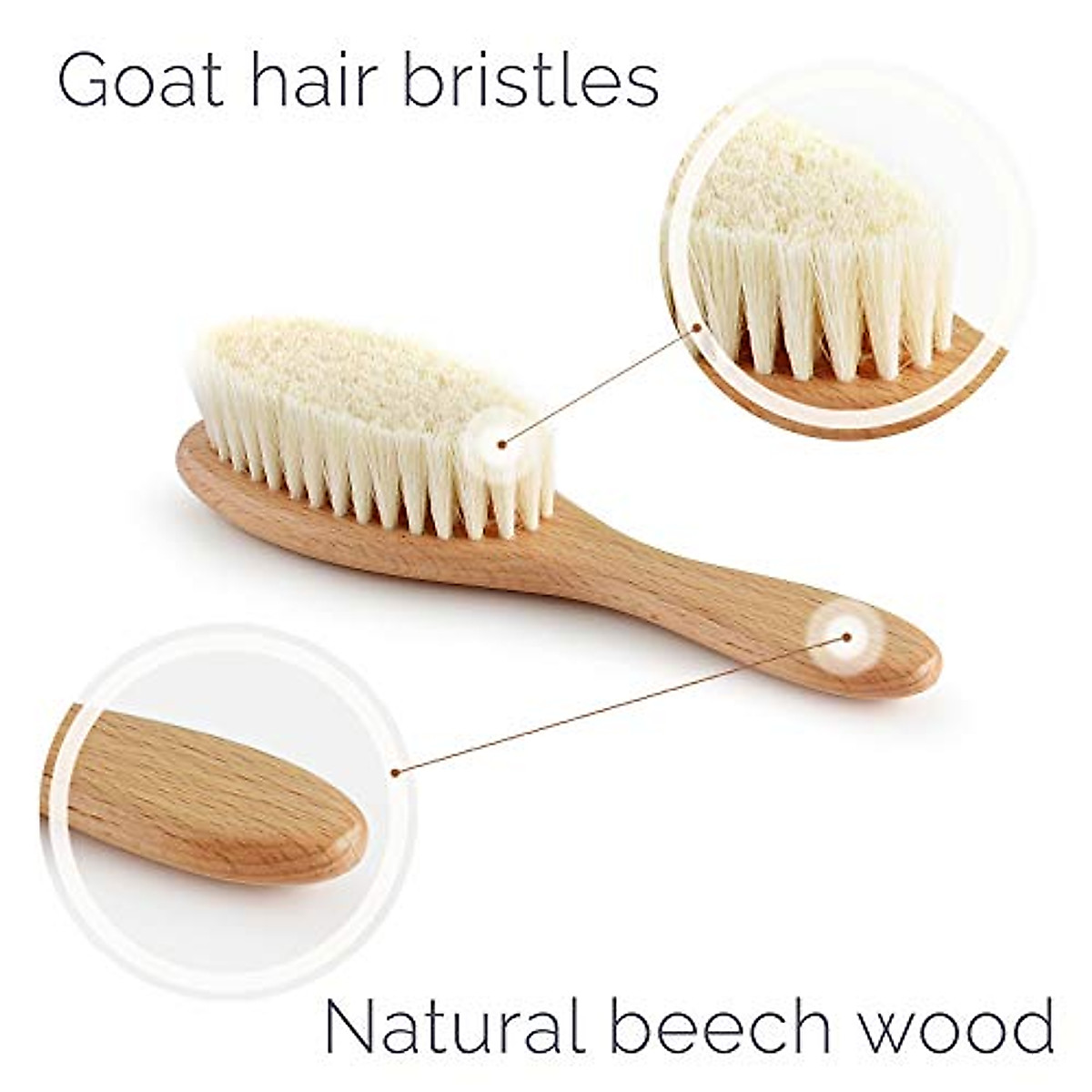 Natemia Quality Wooden Baby Hair Brush for Newborns & Toddlers | Natural Soft Bristles | Ideal for Cradle Cap | Perfect Baby Registry Gift
