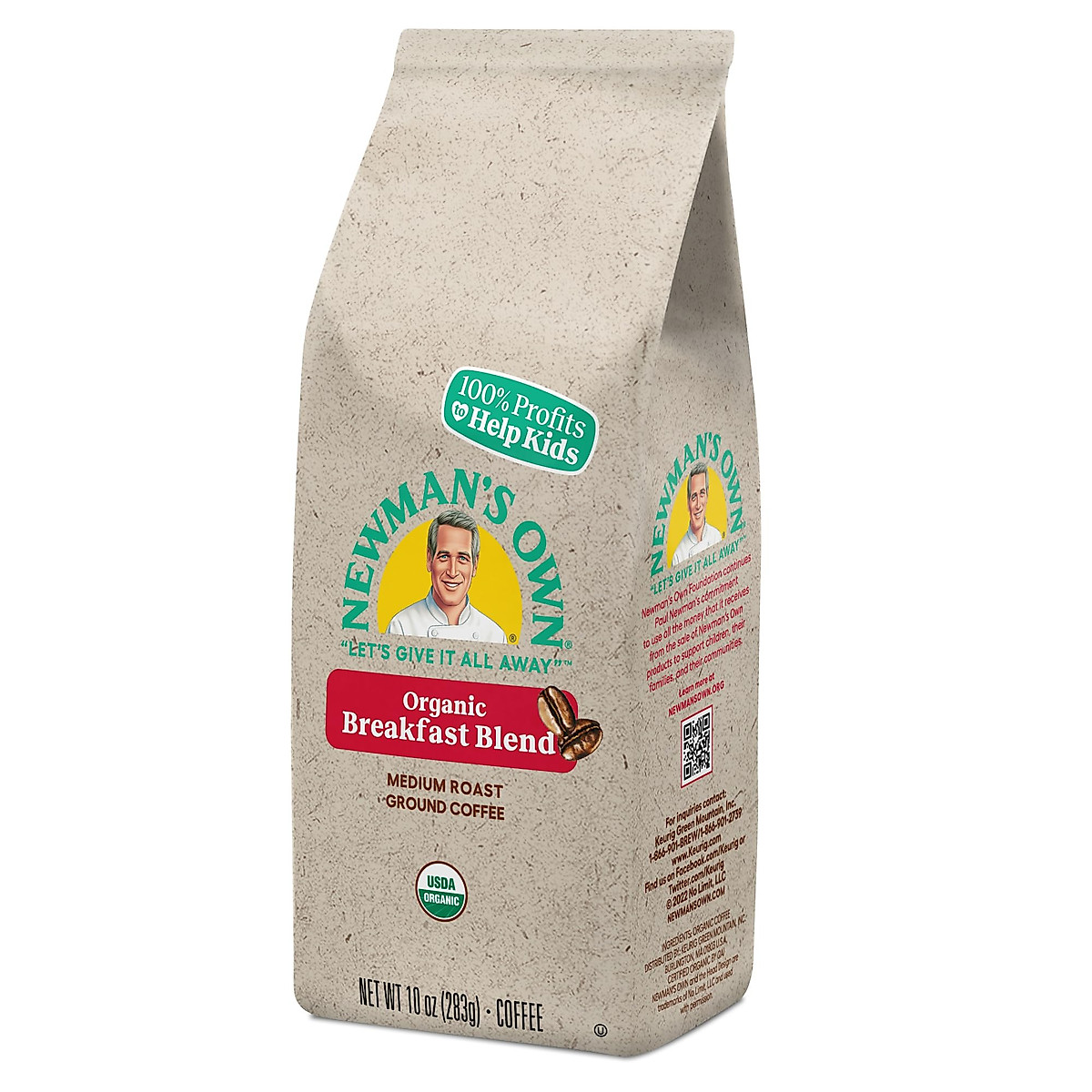 Newman's Own Organics Newman's Breakfast Blend, Ground Coffee, Medium Roast, Bagged 10oz