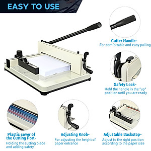 Yescom Paper Cutter Heavy Duty Trimmer Industrial Guillotine Stack Slicer 12" Cut Length 400 Sheet