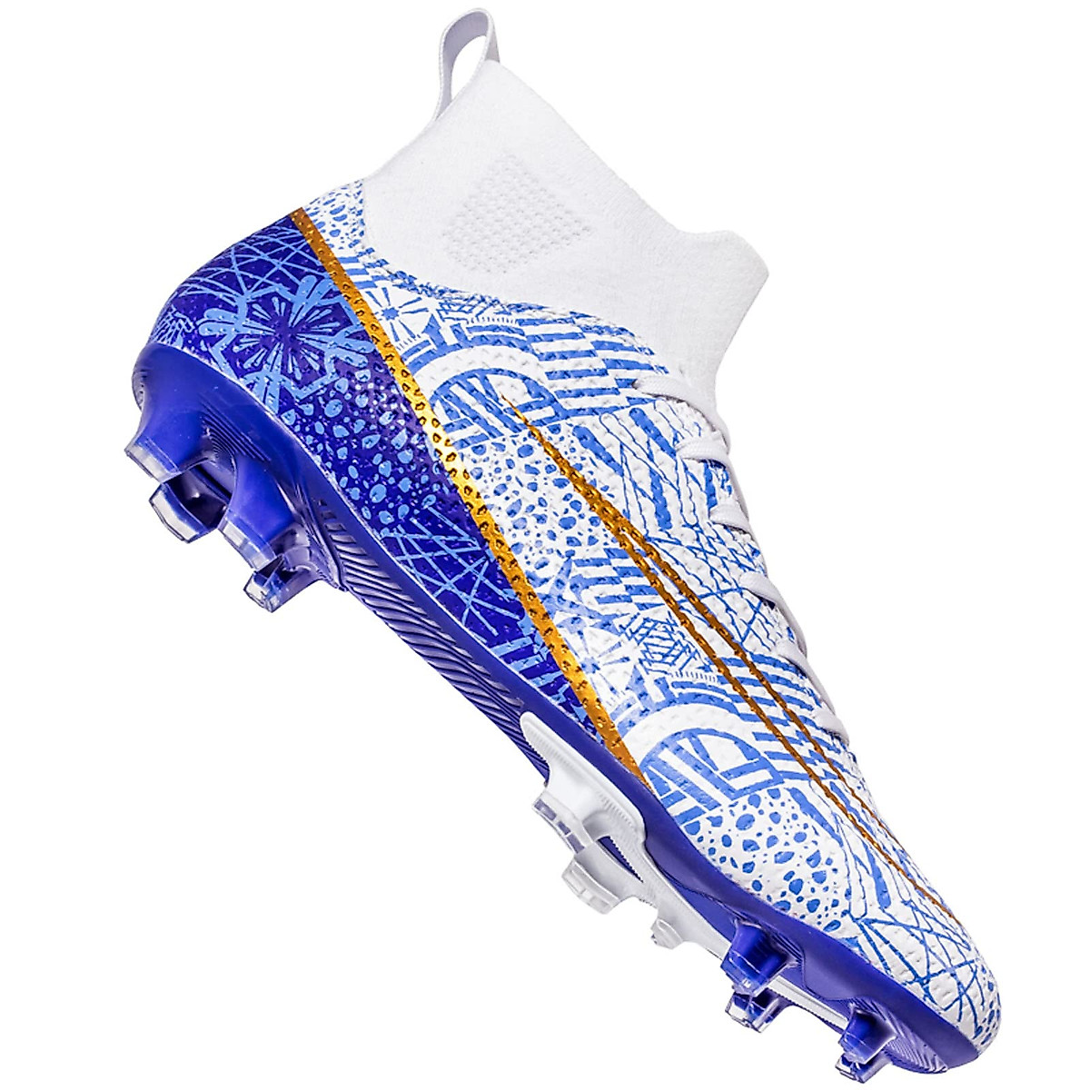 Meidiastra Men Women Soccer Cleats FG Football Shoes Professional Spikes Soccer Trainers Flexible Adult Futsal Shoes Competition Training cd/White 45