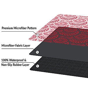 Shape28 Floor Mat Ultra-Thin Kitchen Bathroom Rug with Non Slip Rubber Backing 35”x23” Red Design 1S