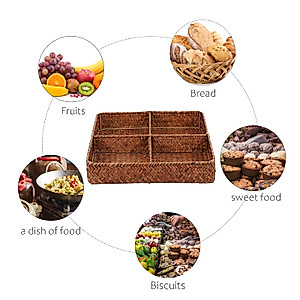Cabilock 1pc Coffee Table Storage Basket Desktop Storage Basket Practical Storage Basket Compartment Storage Basket Storage Woven Basket Tea Table Storage Basket Storage Organizing Basket