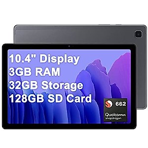 SAMSUNG Galaxy Tab A7 Tablet Computer 10.4" WUXGA+ Display 8-Core Qualcomm Snapdragon 662 3GB RAM 32GB Storage + 128GB SD Card Bluetooth v5.0 Dolby Atmos Camera Android OS Grey
