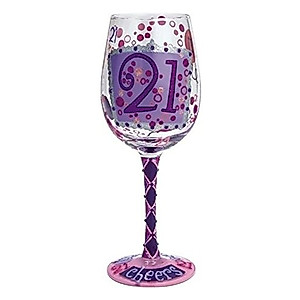 Enesco 21st Birthday Wine Glass, 1 Count (Pack of 1), Multicolor