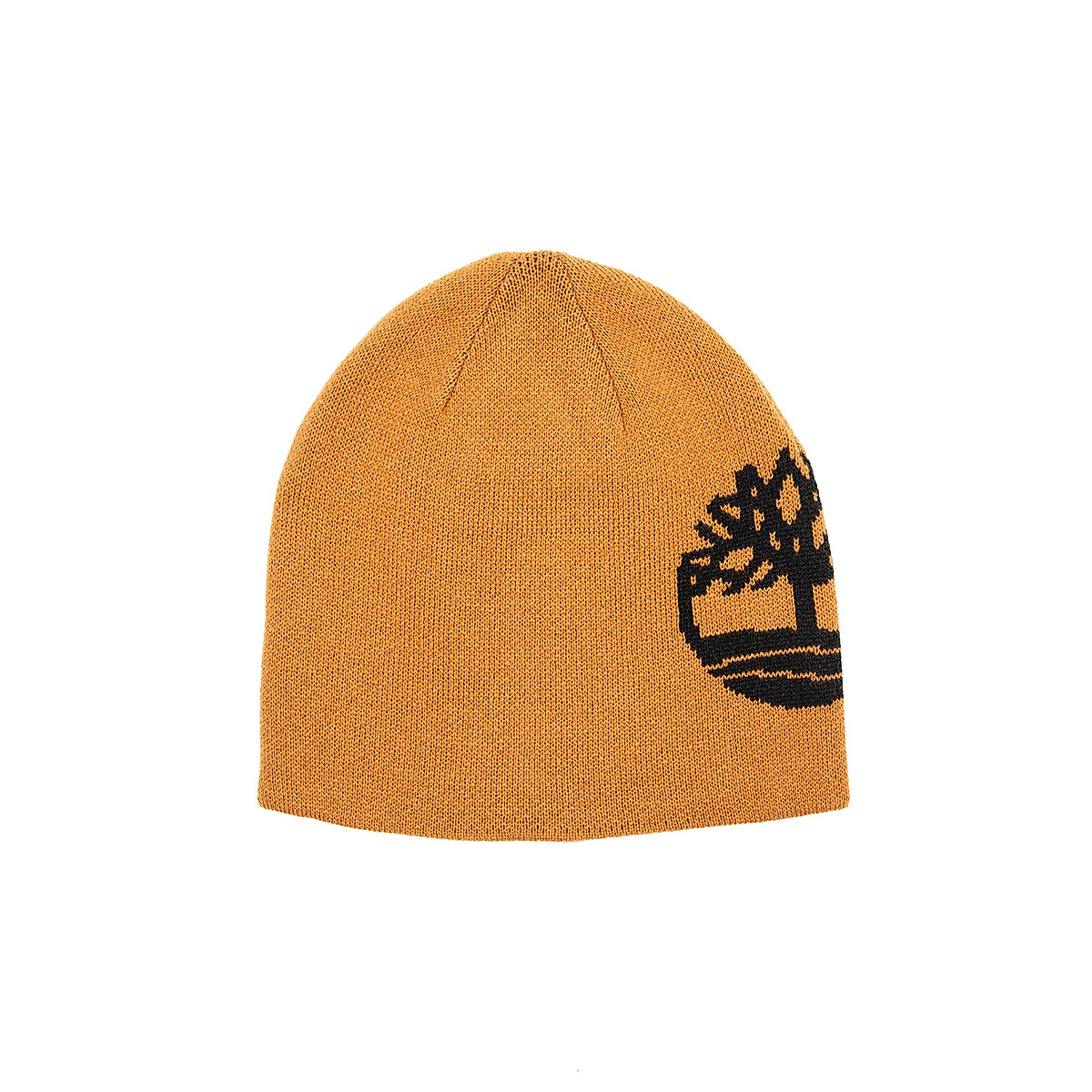 Timberland Men's Reversible Logo Jacquard Beanie, Wheat/Black, One Size