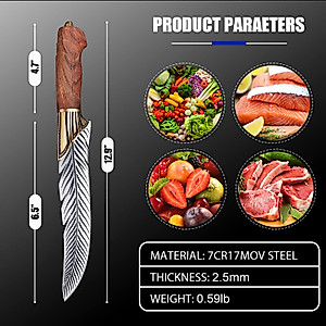 Golden Bird 5.5" Viking Knife & 7.8" Feather Knife