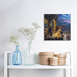 Thomas Kinkade Disney Beauty and the Beast Dancing in the Moonlight Gallery Wrapped Canvas Art | Frameless Wall Art Decor | Certificate of Authenticity Included, 14" x 14"