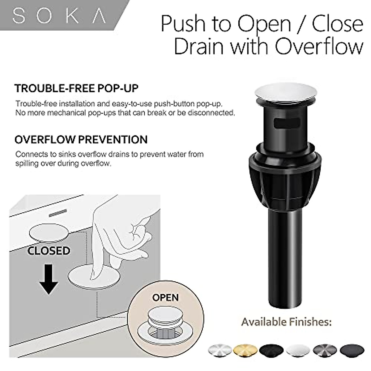 SOKA Centerset Bathroom Sink Faucet Two Handles High Arc 4" Lavatory Bath With Deck Plate & Pop-Up Drain Fit 3 Hole Installation, Brushed Nickel (SK18001NY)