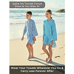 SAMMIMIS Kid’s Beach Towel with Hood - Boys & Girls Swim Cover Up - Pullover Hooded Beach Towel with Long Sleeves – Light, Quick Dry Towel & Hoodie