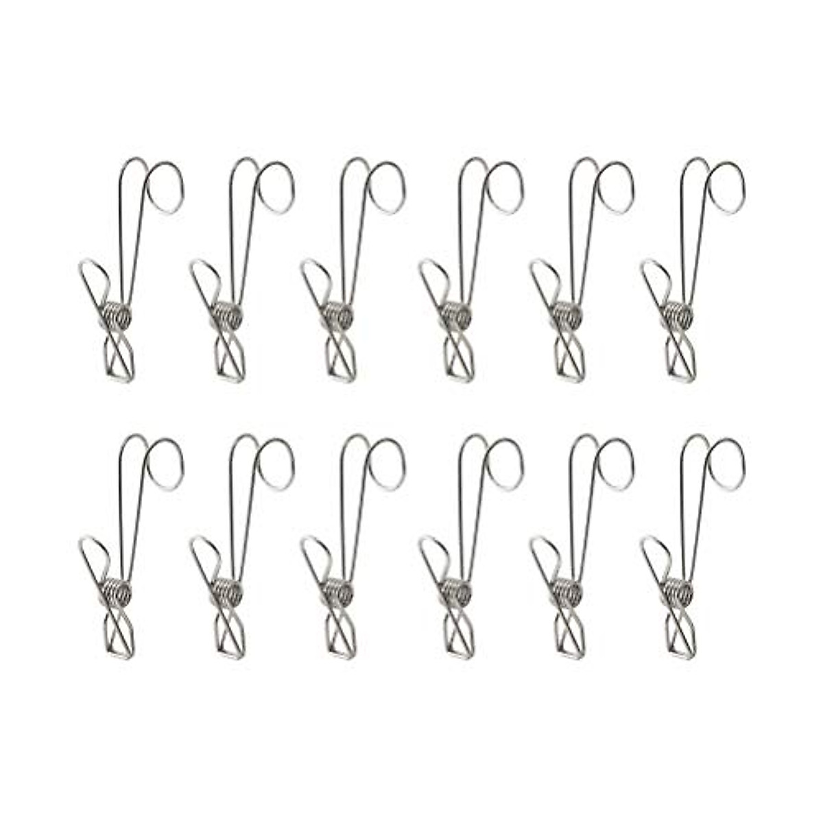 DOITOOL Clothespins, 12PCS Stainless Steel Clothes Drying Hanger Clips Multi- Purpose Windproof Clothespin Wire Clips for Clothesline Utility
