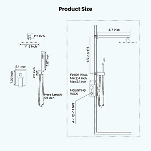 gotonovo Rainfall Bathroom Shower System Rain Shower Head and Handle Set Wall Mounted Shower Complete Combo Solid Brass Pressure Balancing Shower Mixer Valve 12 Inch Polished Chrome
