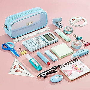 KALIDI Grid Mesh Pencil Case Pen Bag Clear Case Marker Pouch Multifonction Organizer Box Transparent case Makeup Bag Office College School Gift for adults Teen Girl Boy