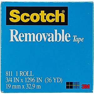 Scotch Removable Tape, 1 Roll, 3/4 in x 1,296 in, Post-it Technology (811)