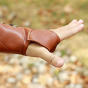Windfulogo PU Leather Archery Arm Guard Hand Protector Brace Longbow Hunting Shooting Brown for Women & Men