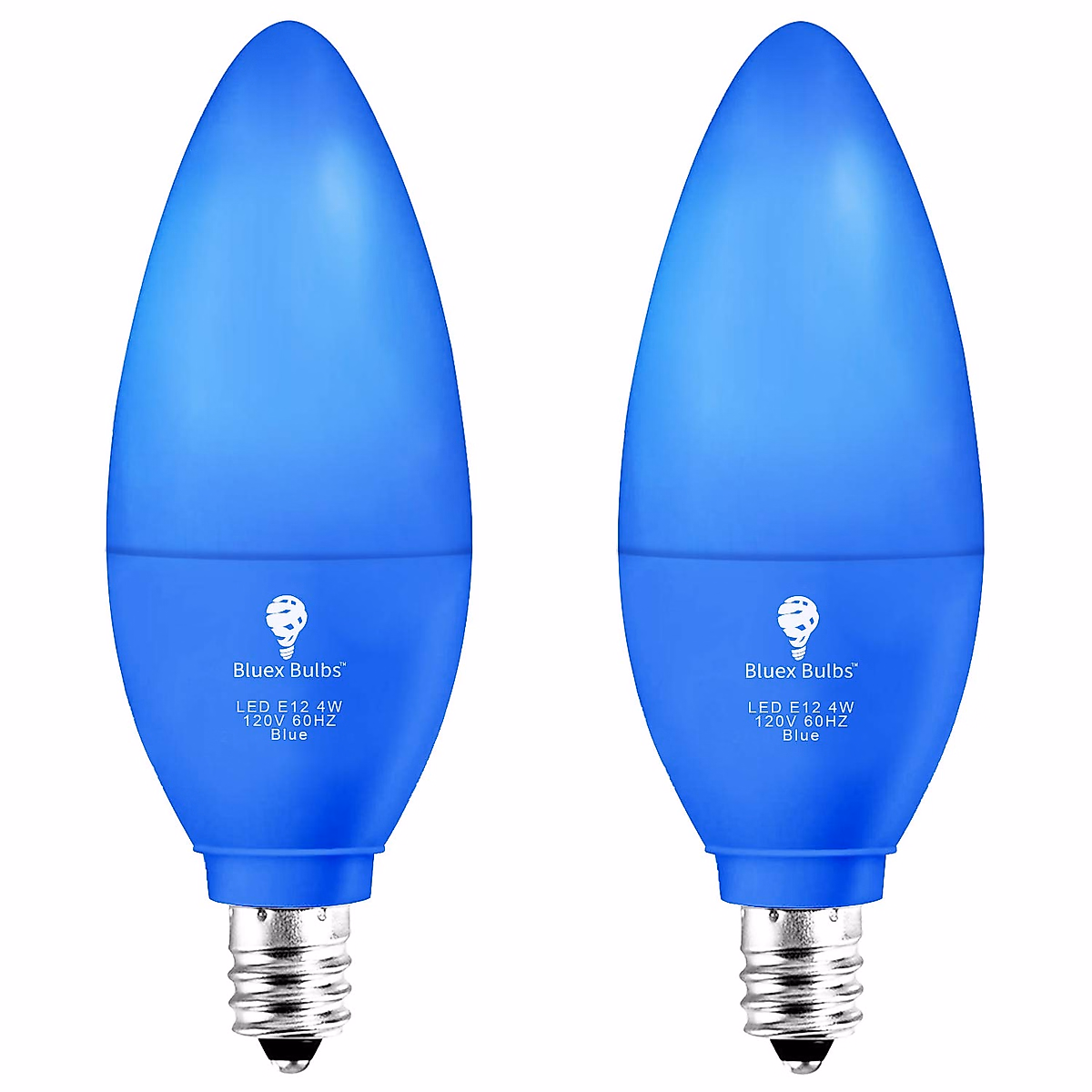 2 Pack BlueX LED Candle Blue Light Bulb - 4W (40Watt Equivalent) - E12 Base Blue LED Blue Bulb, Party Decoration, Porch, Home Lighting, Holiday Lighting, Chandelier Light Bulbs, Candelabra Bulbs