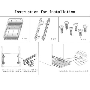 Fineera Pull Out Cabinet Drawer Organizer Heavy Duty Slide Out Pantry Shelves Sliding Drawer Storage for Home, Kitchen and Bathroom, 14’’ W x 21’’ D, Requires at Least 15-1/4’’ Cabinet Opening