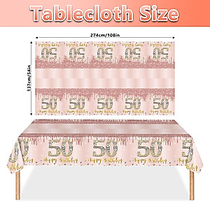 98PCS 50th Birthday Party Plates 50th Birthday Party Supplies Pink Rose Gold Party Decorations 50th Birthday Decorations for Women Paper Plates Napkins Cups Forks Knives Tablecloth Banner Serve 16