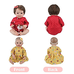 Kaydora Reborn Baby Doll Clothes for 16-20 Inch Reborn Doll Girl 2 Sets Deer Yellow&Red Reborn Baby Dolls Outfits Baby Doll Clothing