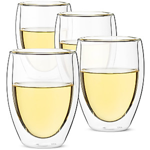 BTaT- WineGlass, 4 Pack, 12 oz (350 ml), Double Wall Insulated, Double Wall Glass Cup, Stemless Wine Glass, Glasses for Wine, Wine Glasses Stemless, Stemless Wine Glass Set, Short Wine Glasses