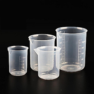 weeee Clear Plastic Graduated Measuring Beaker Capacity Transparent Kitchen Laboratory Plastic Graduated Volumetric Beaker Container Measuring Cup Tool, 50ml