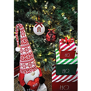 Rae Dunn Christmas Ornaments - Set of 2 Glass Balls - 100mm / 3.94 Inch Large Hanging Holiday Decorations for Xmas Tree Home for The Holidays