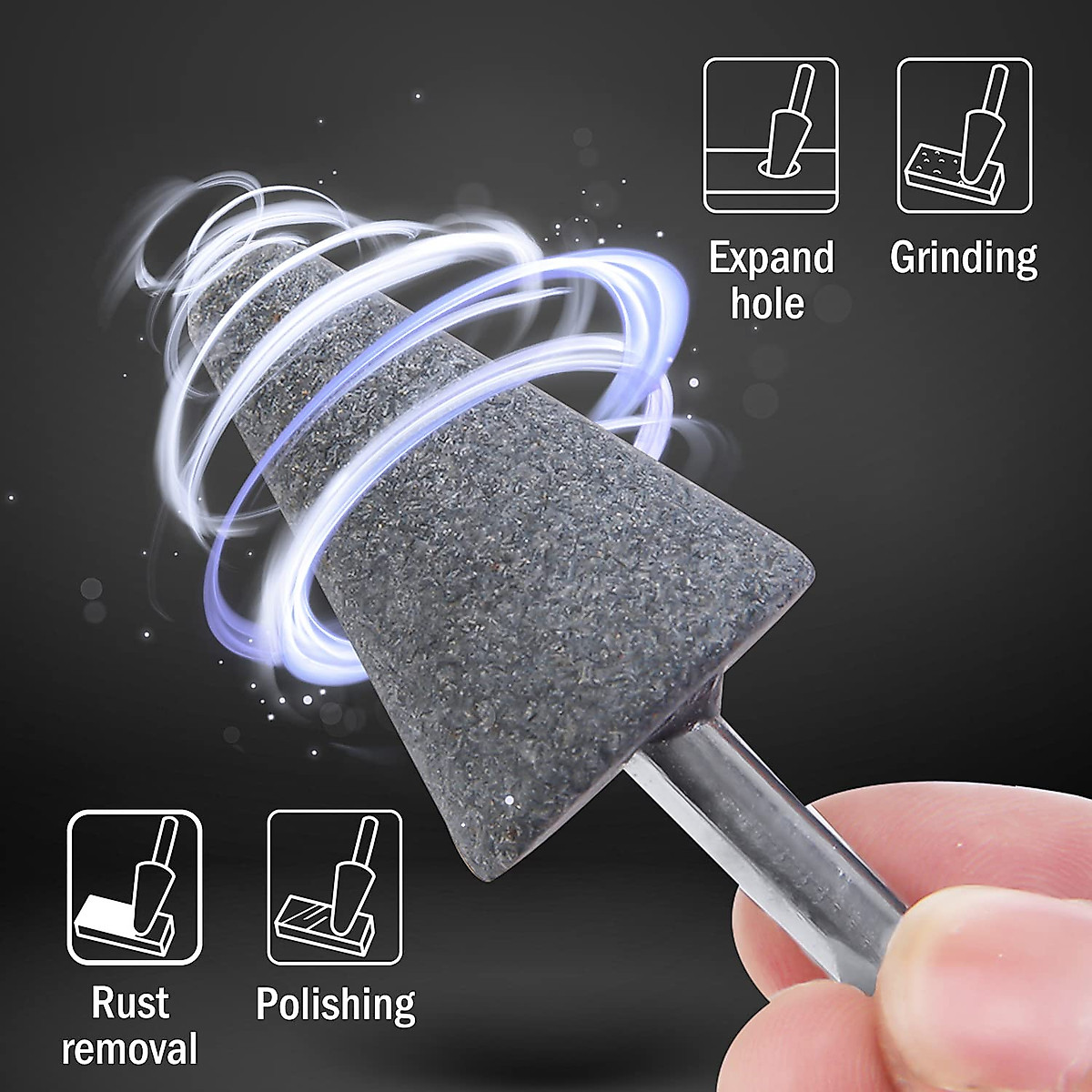 KSEIBI 689050 Grinding Stone Set of 5 Pc Stone Rotary Grinding Bits with 1/4 Inch Shank