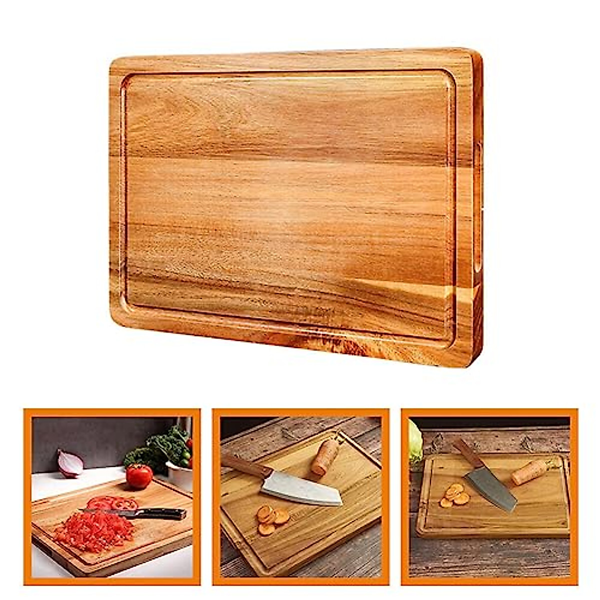 UPKOCH Wood Cutting Board Wooden Chopping Board Kitchen Large Charcuterie Boards Butcher Block for Chopping Meat Vegetables Fruits Bread Cheese Appetizers