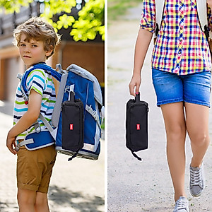 EOOUT Large Capacity Pencil Case Pencil Pouch Box, Big Organized Pencil Bag with Handle Cute Cosmetic Bag for College Middle School Travel Office Supllies Organizer (Black)