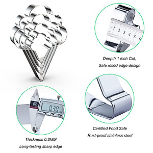 Ice Cream Cone Cookie Cutter Set in Assorted Large Sizes - 5", 4", 3", 2" - 4 Piece - Stainless Steel