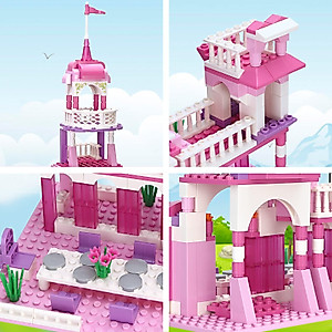 COGO MAN Girls Princess Castle Building Blocks Toys Pink Palace King's Banquet Bricks Toys for Girls 6-12 Construction Play Set Educational Toys for Kids 254 PCS