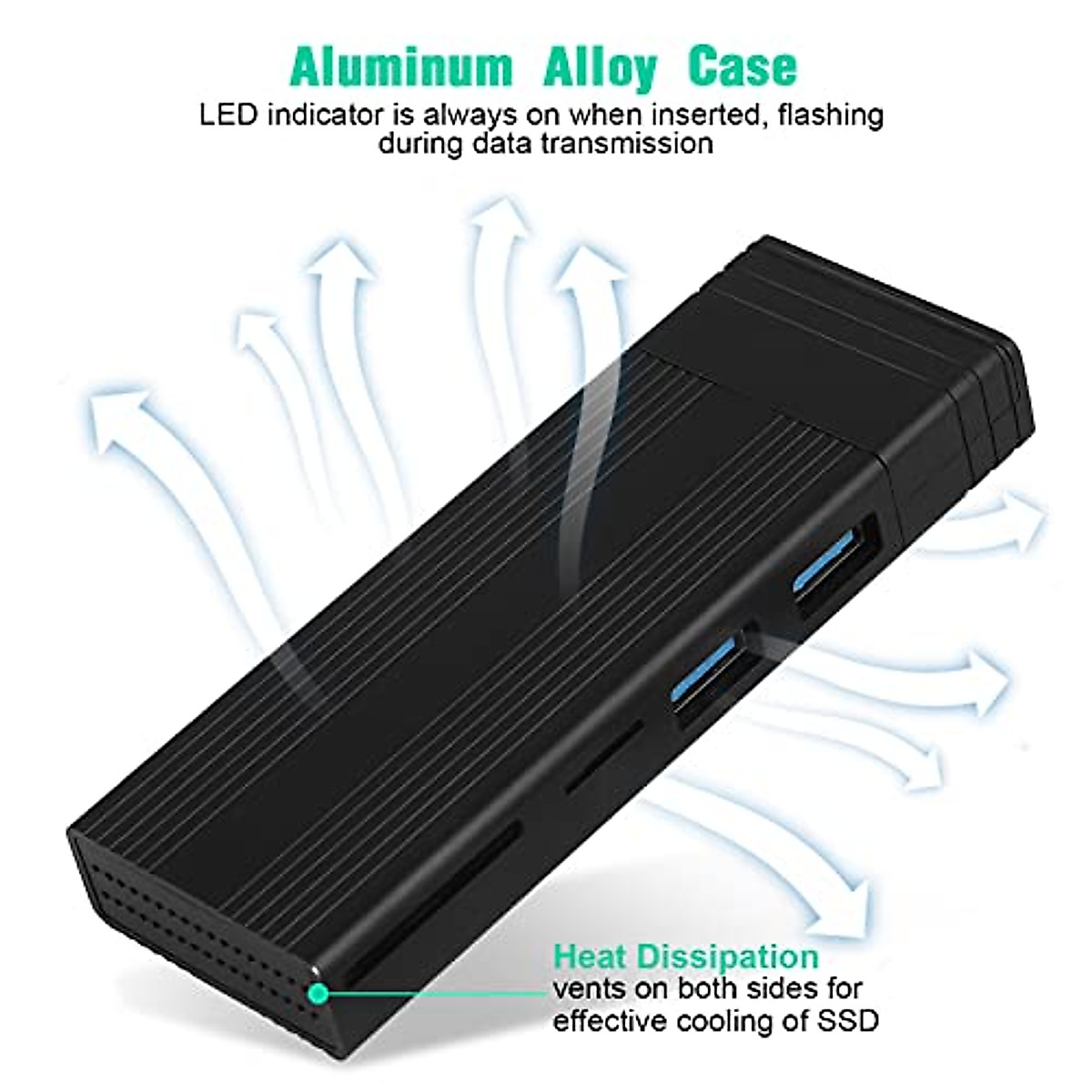 M.2 NVME SSD Enclosure Adapter, 10Gbps USB C Aluminum Case, Professional Portable State Drive External Enclosure for Computer Tablet (Black)