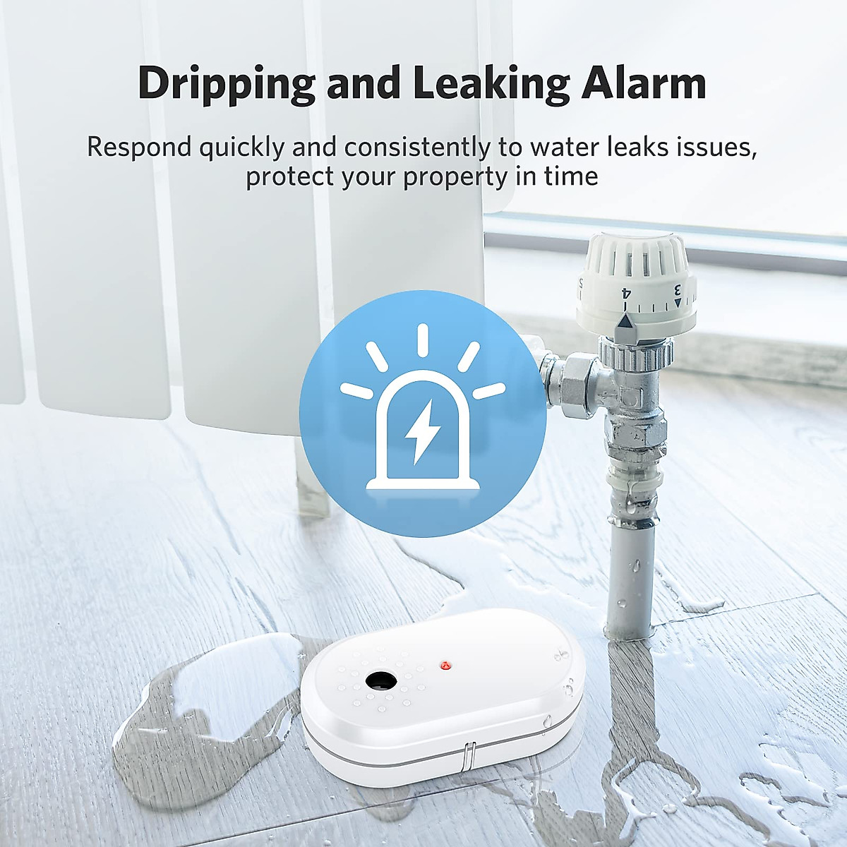 Water Sensor Alarm Leak Detector - 3 Packs Water Leak Sensor with 95dB Audio Alarm Water Leak Detector with Leak and Drip Alert Water Alarm Sensor for Kitchen Bathroom Basement Laundry Room Garage