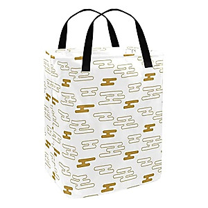Chinese Style Auspicious Cloud Pattern Print Collapsible Laundry Hamper, 60L Waterproof Laundry Baskets Washing Bin Clothes Toys Storage for Dorm Bathroom Bedroom