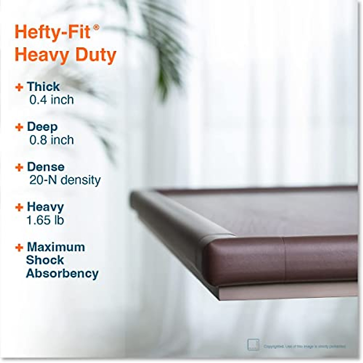 RovingCove Edge Corner Protector Baby Proofing (Large 18ft Edge 8 Corners), Hefty-Fit Heavy-Duty, Soft NBR Rubber Foam, Furniture Fireplace Safety Corner Edge Bumper Guard, 3M Adhesive, Coffee Brown