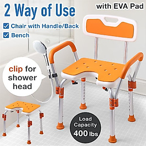 Shower Chair for Inside Shower, Japard 400 lbs Heavy Duty Bath Chair with Arms and Shower Head Holder, Medical Shower Seat, Bath Stool Safety Shower Bench for Elderly