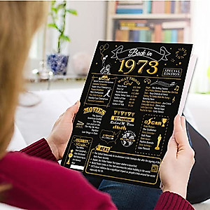 50th Birthday Pop Up Cards for Women or Men, 3D Greeting Card with Gilding Poster Cover, Funny 50th Birthday Gifts Idea for Party Supplies, Unique 50 Year Anniversary For Mom Dad, Back In 1973, Jumbo