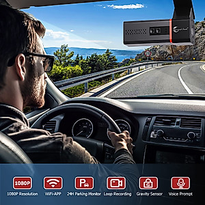 Dash Camera for Cars, 1080P FHD Dash Cam Front, Car Camera Dashcam with WiFi APP Control, Loop Recording, G-Sensor, Night Vision, 24H Parking Mode, Support 128GB SD Card Max (Not Included