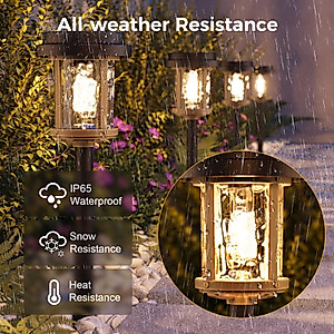 XMCOSY+ Solar Lights Outdoor, 6 Pack Pathway Lights Solar Powered, 20 LM LED Glass Outside Light, IP65 Waterproof Lighting for Garden Yard Landscape Driveway Walkway (Warm White)