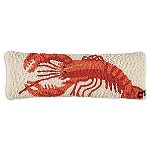 Chandler 4 Corners Artist-Designed Red Lobster Hand-Hooked Wool Decorative Throw Pillow (8” x 24”) Marine Life Pillow for Couches & Beds - Easy Care & Low Maintenance - Ocean & Coastal Home Décor