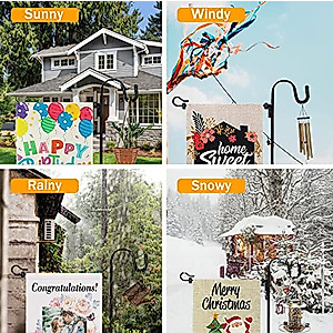 Garden Flag Stand, Adjustable Heavy Duty Flag Pole Holder with American Flag, 65inch Shepherds Hook for Hanging Flag, Bird Feeder, Solar Lights, Plant Hanger etc, Outdoor Garden Yard Flag Pole Kit