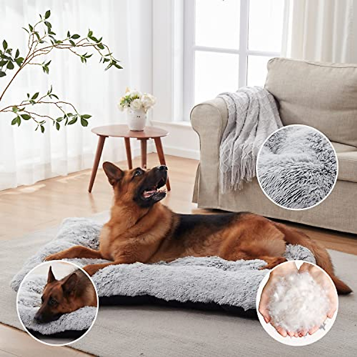 Cozyide Orthopedic Dog Beds for Small Dogs, Non-Slip Pet Bed with Soft Plush, Machine Washable Dog Bed for Crate (18" L x 12" W x 2" Th, Grey)