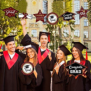 Graduation Cutouts 36 Pack 2023 Graduation Party Decorations Congrats Grad Cap Shaped DIY Cut-Outs (Maroon)