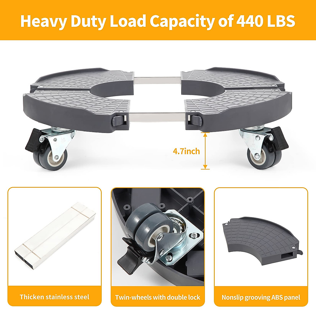 Nefish 2 Pack Plant Stand with Wheels Heavy Duty Plant Caddy 440 Lbs Adjustable 15-21 Inch Rolling Plant Dolly with Lockable Casters Planter Trolley Plant Cart Mover for Indoor Outdoor Flower Pot