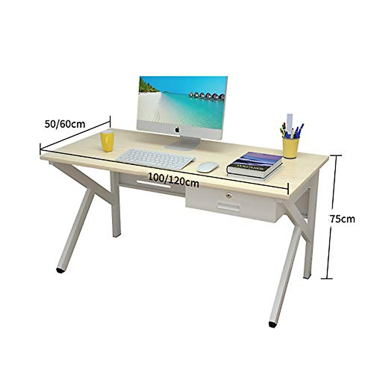 Modern K Shape Computer Desk,Simplistic Home Office Desk,Student Writing Desk with Drawers,Notebook Desk Laptop Pc Table