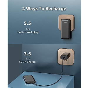 TG90° 10000mah Portable Charger with Built in Cables and AC Wall Plug, All in One Portable Phone Charger External Battery Packs Compatible with iPhone and Android Phones