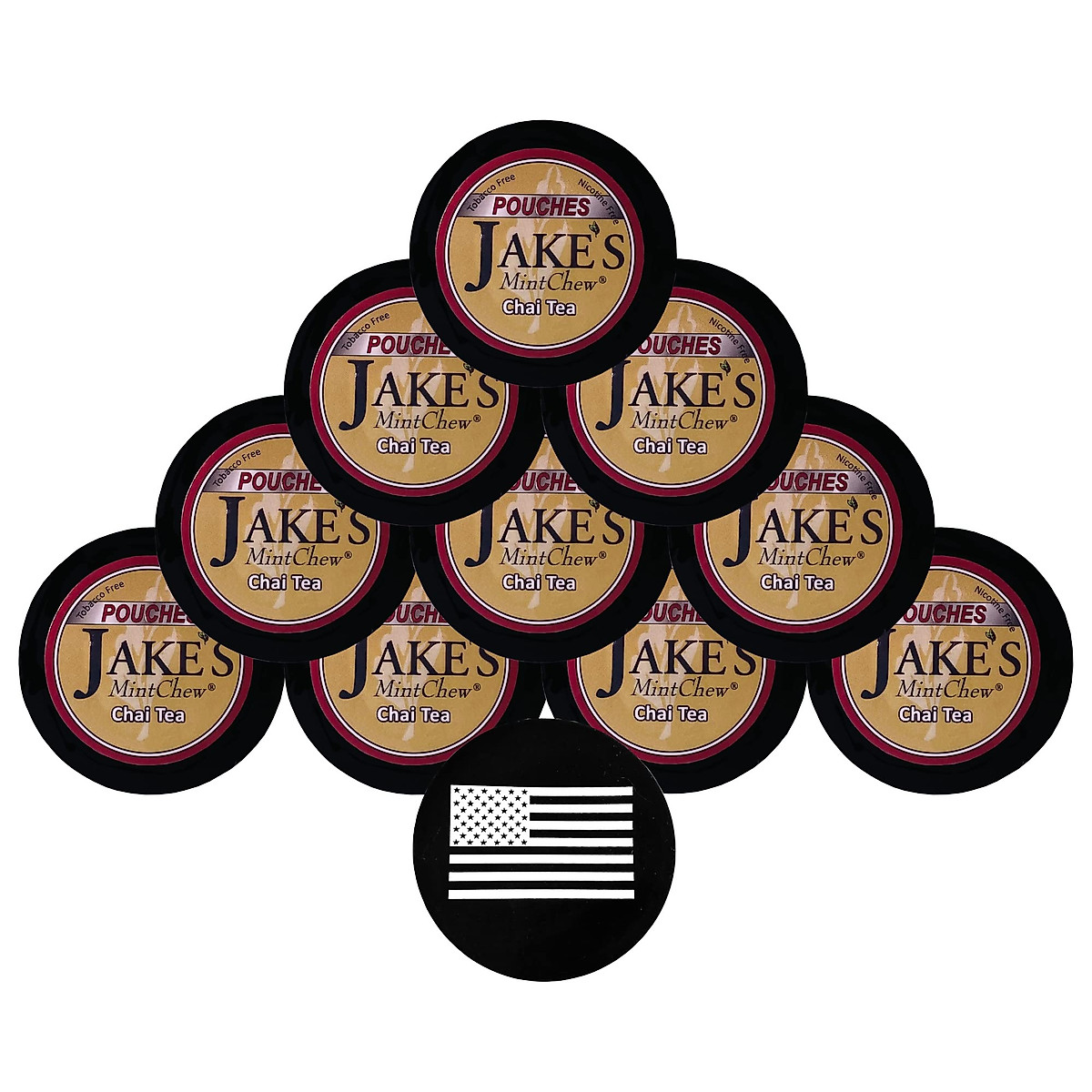 DC Crafts Nation Skin Can Cover US Flag with 10 Cans Jake's Mint Chew Chai Tea Pouches