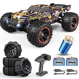 HAIBOXING Brushless RC Car 16890A 1/16 Scale 4X4 Fast Remote Control Truck 48 KM/H Top Speed, Hobby RC Cars for Adults and Boys All Terrain Off-Road Truck with Spare Paddle Tires for Sand Land