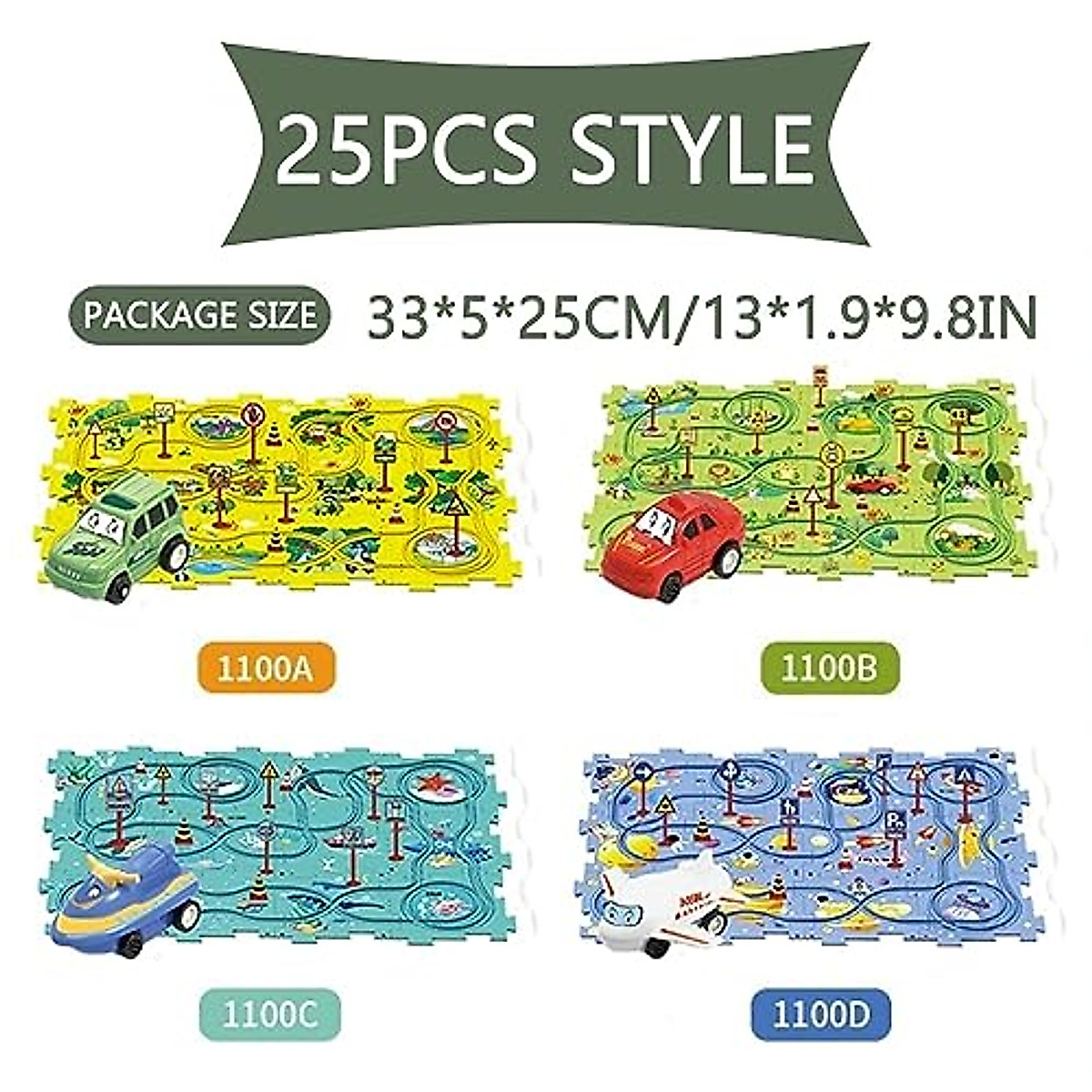 DIY Assembling Electric Trolley, Children's Educational Puzzle Track Car Play Set, Puzzle Track Play with Vehicles, RailCar Building Toys Vehicle & Puzzle Board for Kids (5PCS, D)