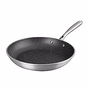 Granitestone Nonstick 12" Fry Pan-Hard Anodized Aluminum-Ultra Durable Coating with Brushed Exterior Silver-100% PFOA Free-Dishwasher & Oven Safe