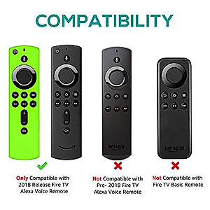 [2 Pack ] Firestick Remote Cover Case, Silicone Remote Cover Case Compatible with 4K Firetv Stick, Firetv Remote Cover Case, Shockproof Firetv Remote Cover (Green Glow& Sky Blue Not Glow)